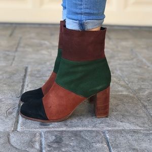 Anthropologie | Shoes | Leather Color Block Heeled Ankle Boots | Poshmark